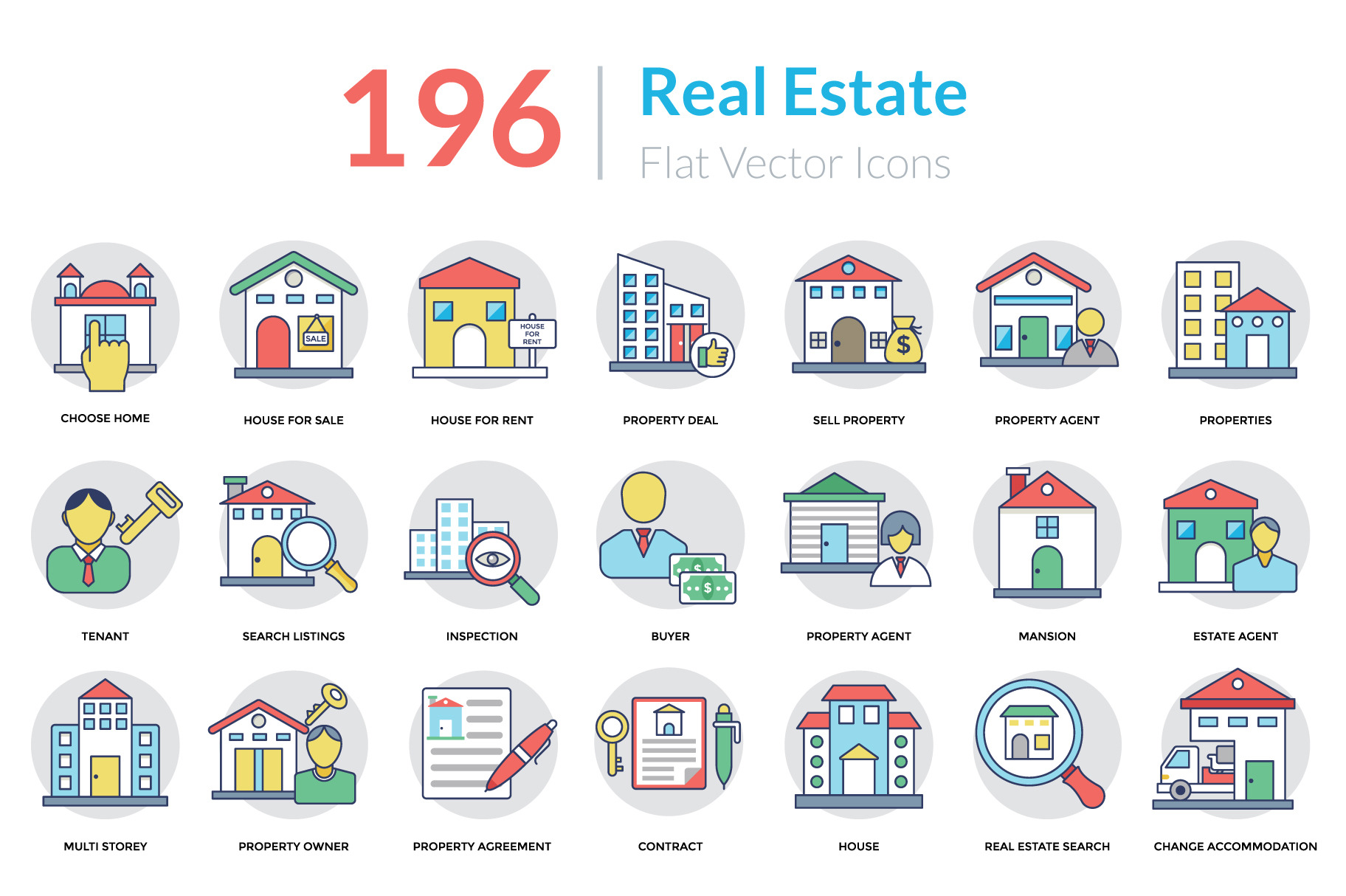 196 Real Estate Icons, an Icon by Creative Stall