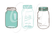 Mason Jars Clipart and digital paper, an Illustration by GraphicMarket ...
