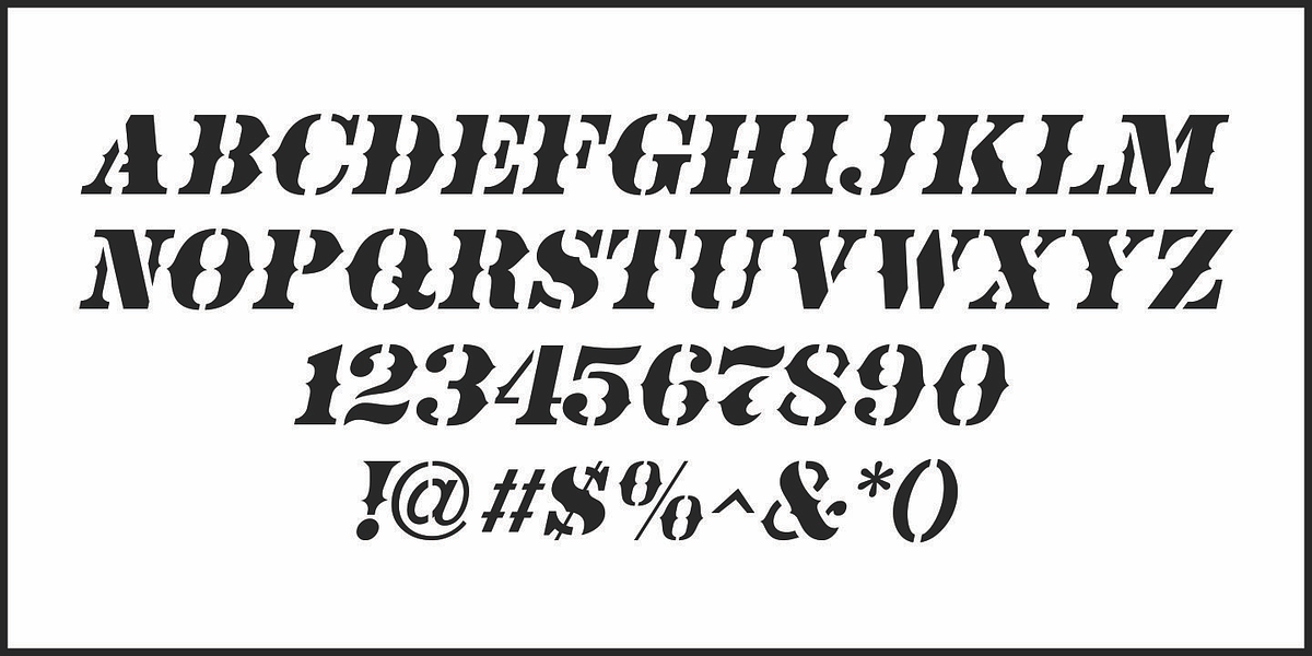 Old Spur Stencil JNL, a Serif Font by Jeff Levine Fonts