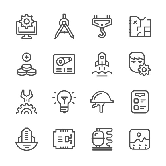 Set line icons of engineering, an Outline Icon by motorama