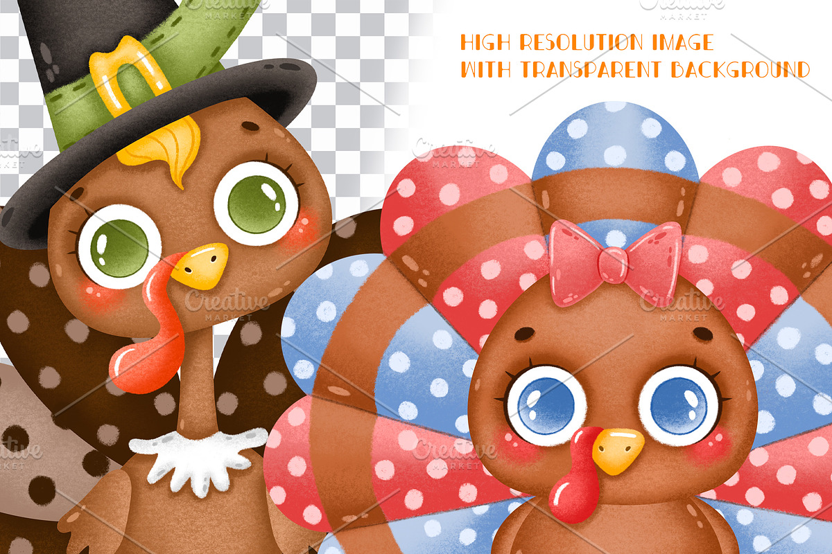 Thanksgiving Turkey Clipart, an Illustration by BonbonnyDesigns