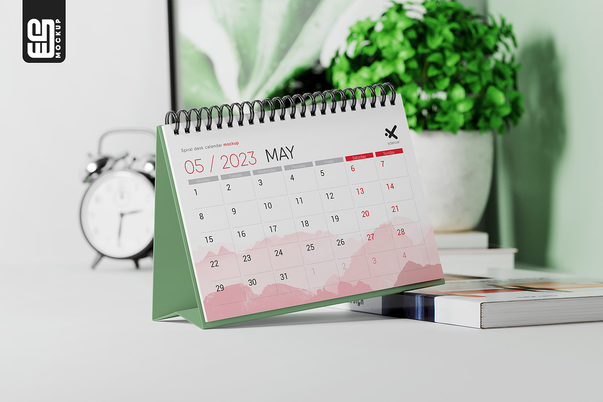 Spiral Desk Calendar Mockup, a Print Template by SD Mockup