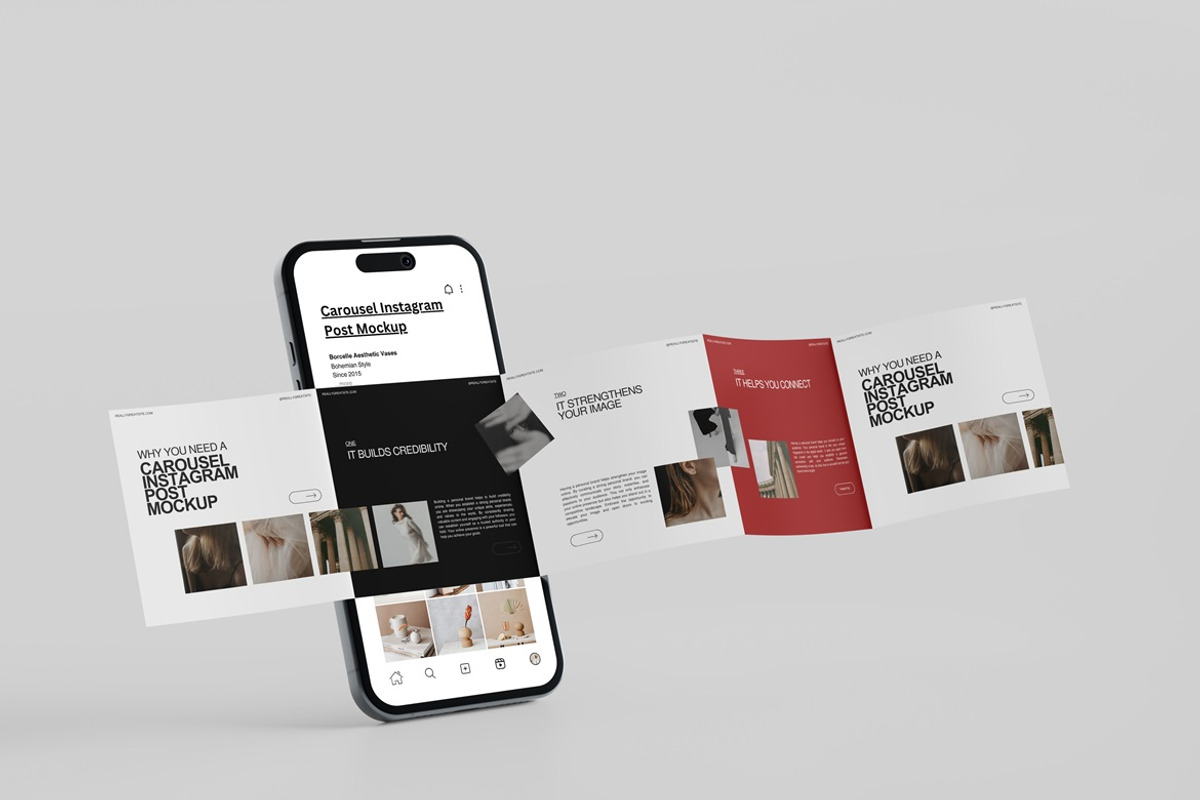 Carousel Instagram Post Mockup, an iPhone Mockup by Momogi