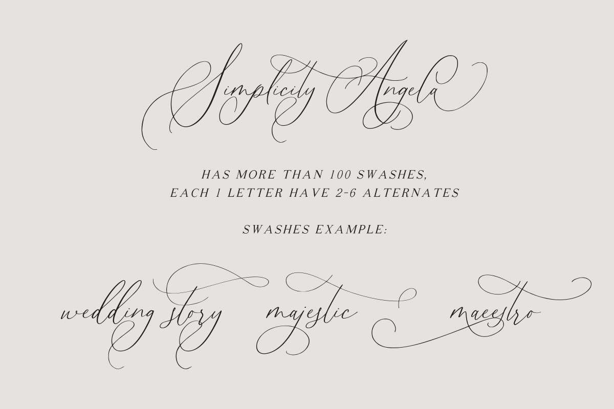 Simplicity Angela - Calligraphy Font, a Script Font by Dharmas Studio