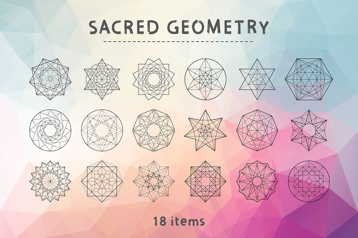 Vector Sacred Geometry 18 Items, an Illustration by Moo Graphics