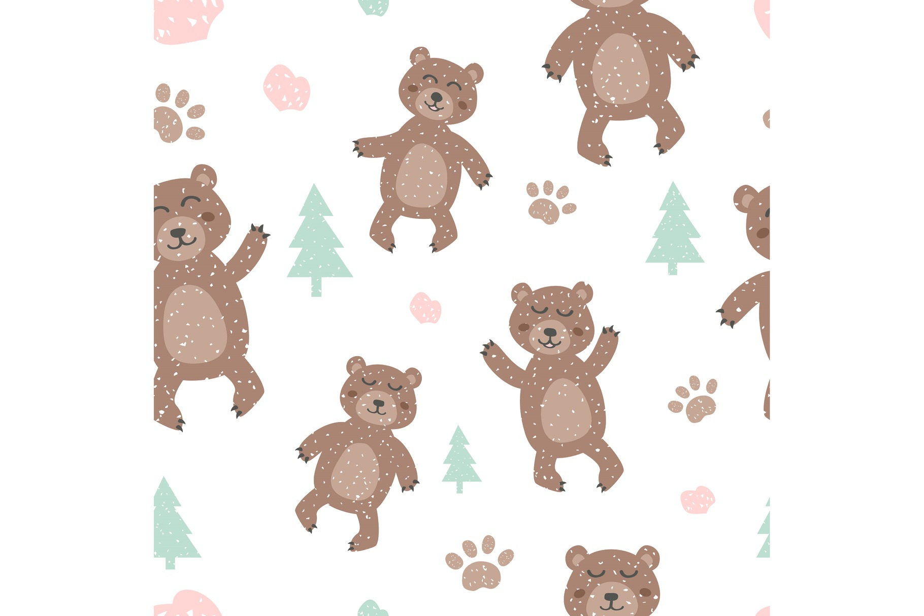 Childish seamless pattern with cute bear. Creative texture for fabric ...