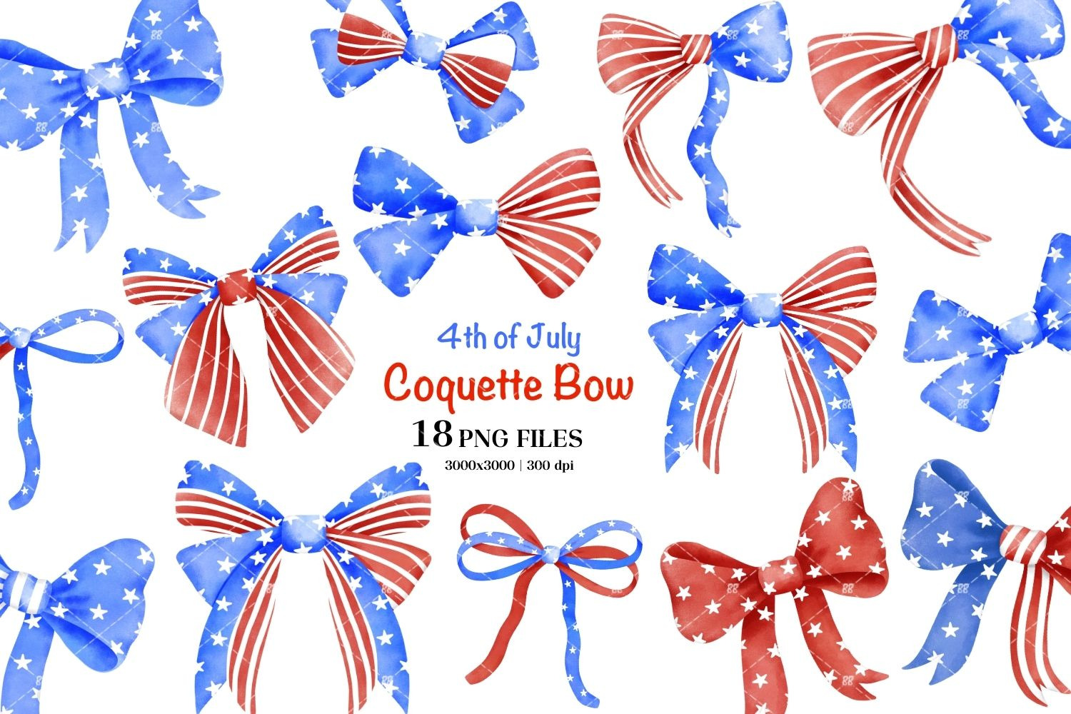 Coquette 4th Of July Bow PNG Clipart, a Decorative Illustration by KisbyArt
