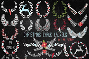 Christmas Chalkboard Laurels Wreaths, a Decorative Illustration by ...