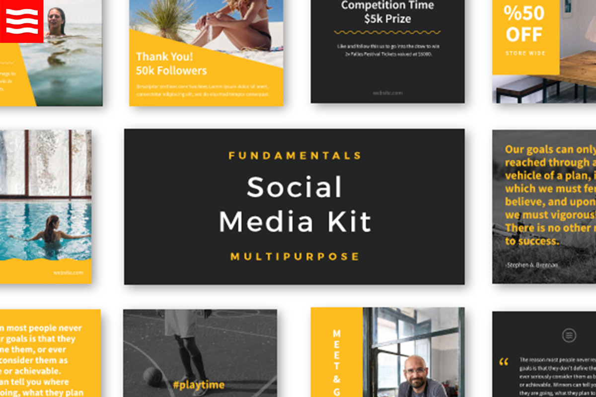 Fundamentals Social Media Kit, a Social Media Template by TheSwissDesignCo