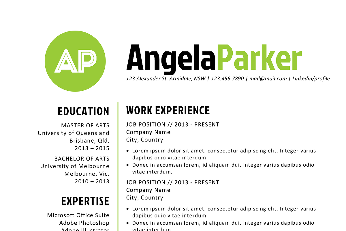 Round bold initials resume template, a Resume Template by Inkpower
