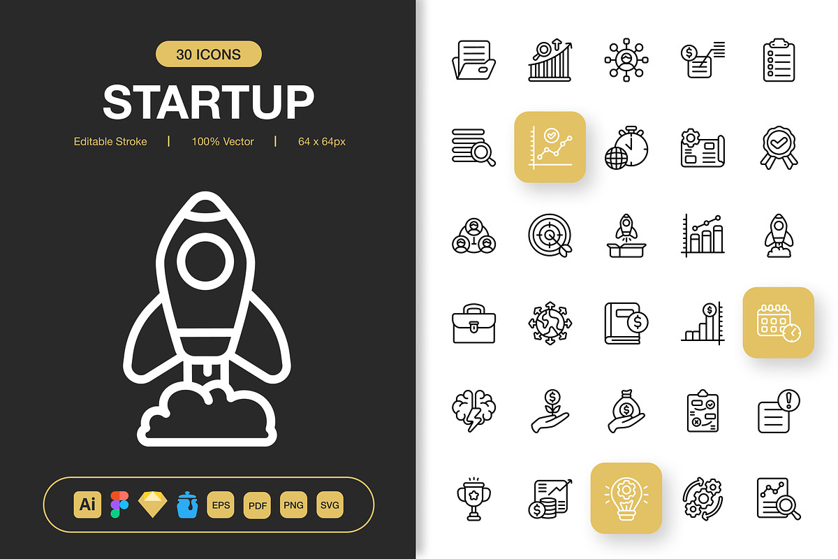 Startup Icons, an Outline Icon by Spacepixel Creative | Creative Market
