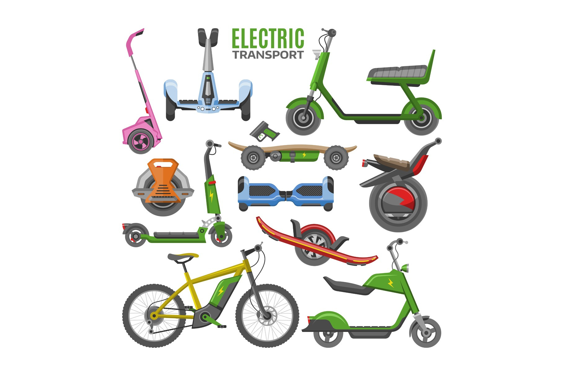 Electric transport vector hoverboard, a Technology Illustration by ...