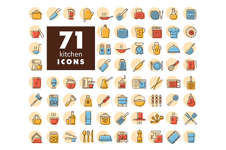 Kitchenware color vector icons | Icons ~ Creative Market