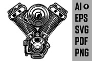 Motorcycle engine illustration SVG, an Object Graphic by Vectorhight