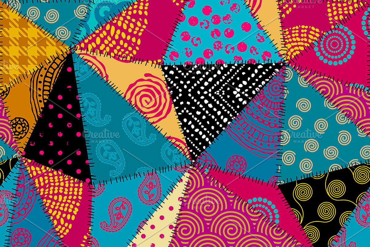 Textile patchwork patterns collection