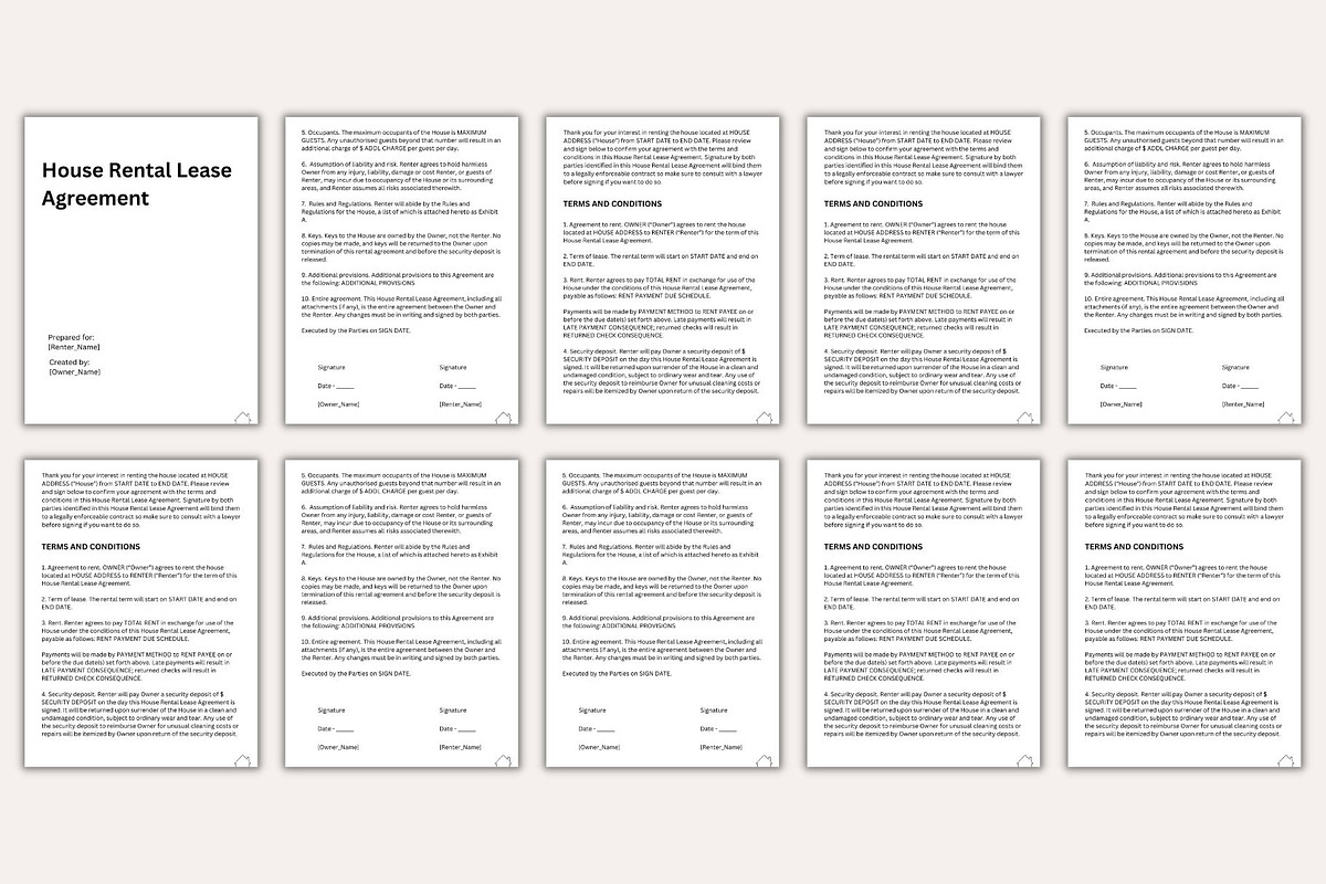 Simple lease agreement template | Creative Market