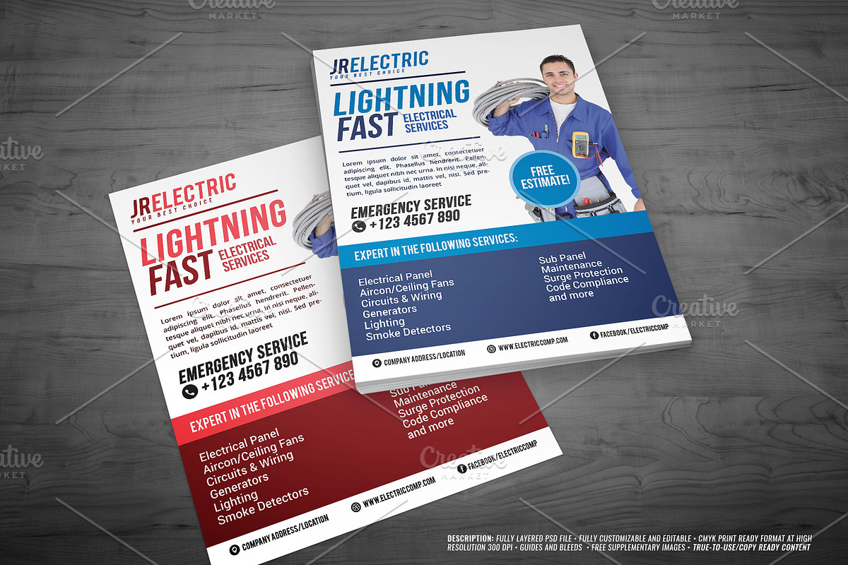 Electrical Service Flyer v2, a Flyer Template by PSDPixel