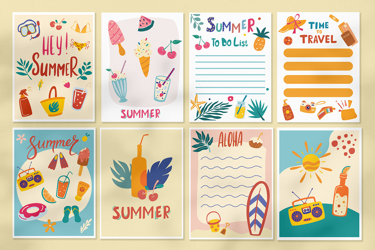 Summer objects. Beach elements | Creative Market