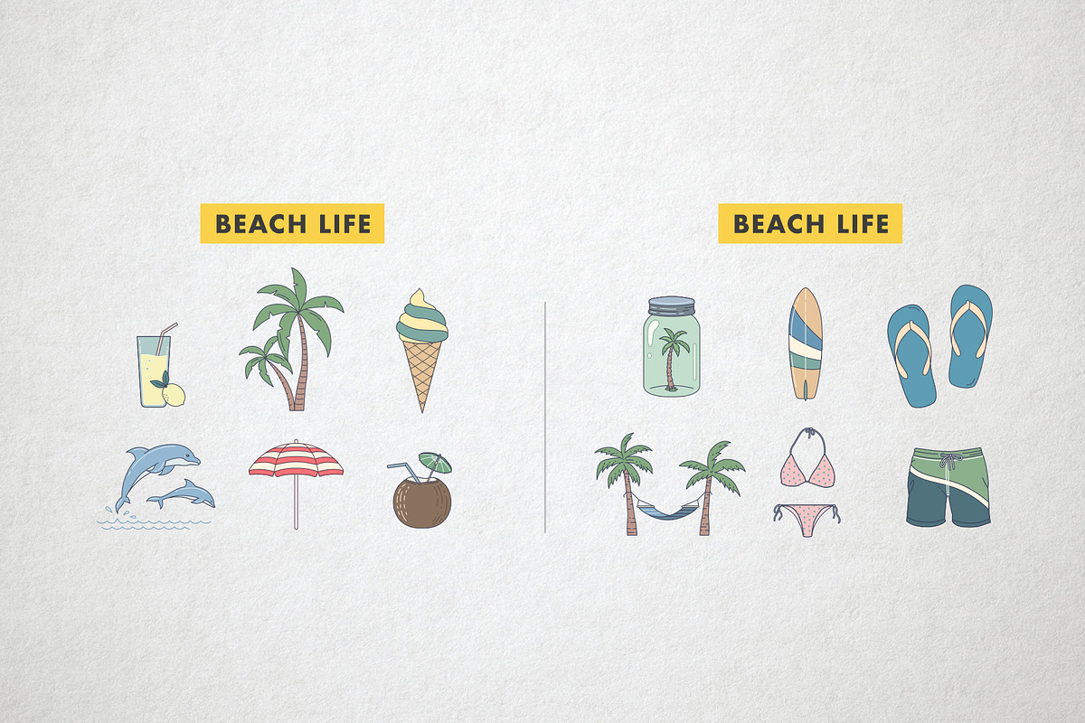 54 Colored Travel Icons, an Icon by Hatch Design Workshop