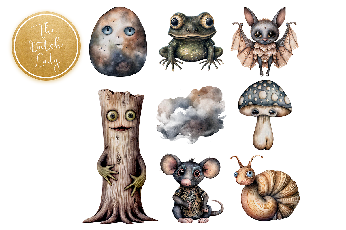 Whimsical Garden Creatures Clipart Set