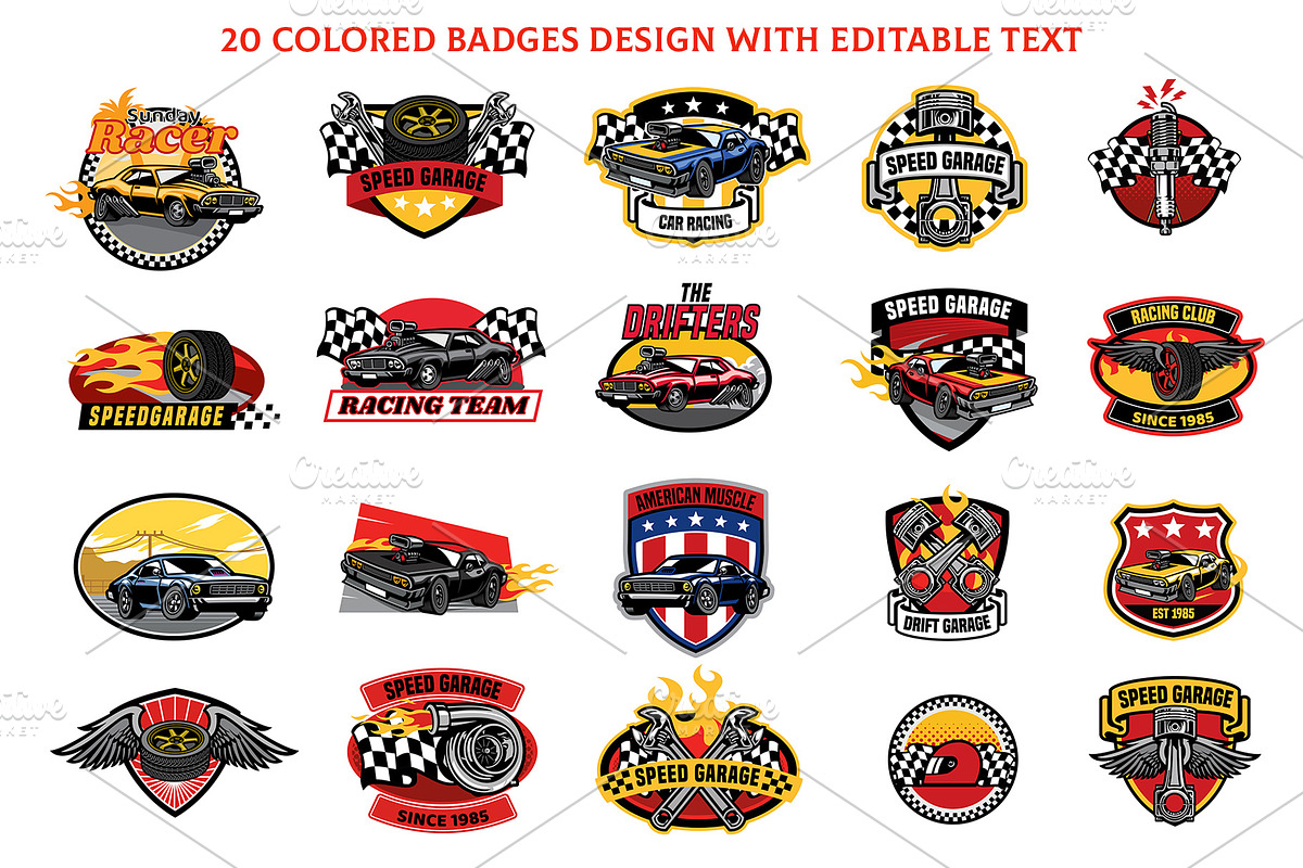Racing Car Badges Collection, a Graphic by bazzier_graphik