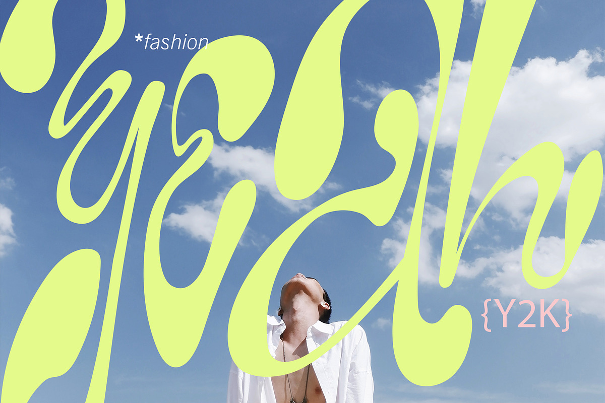 Y2K Lettering Psychedelic Retro Vibes