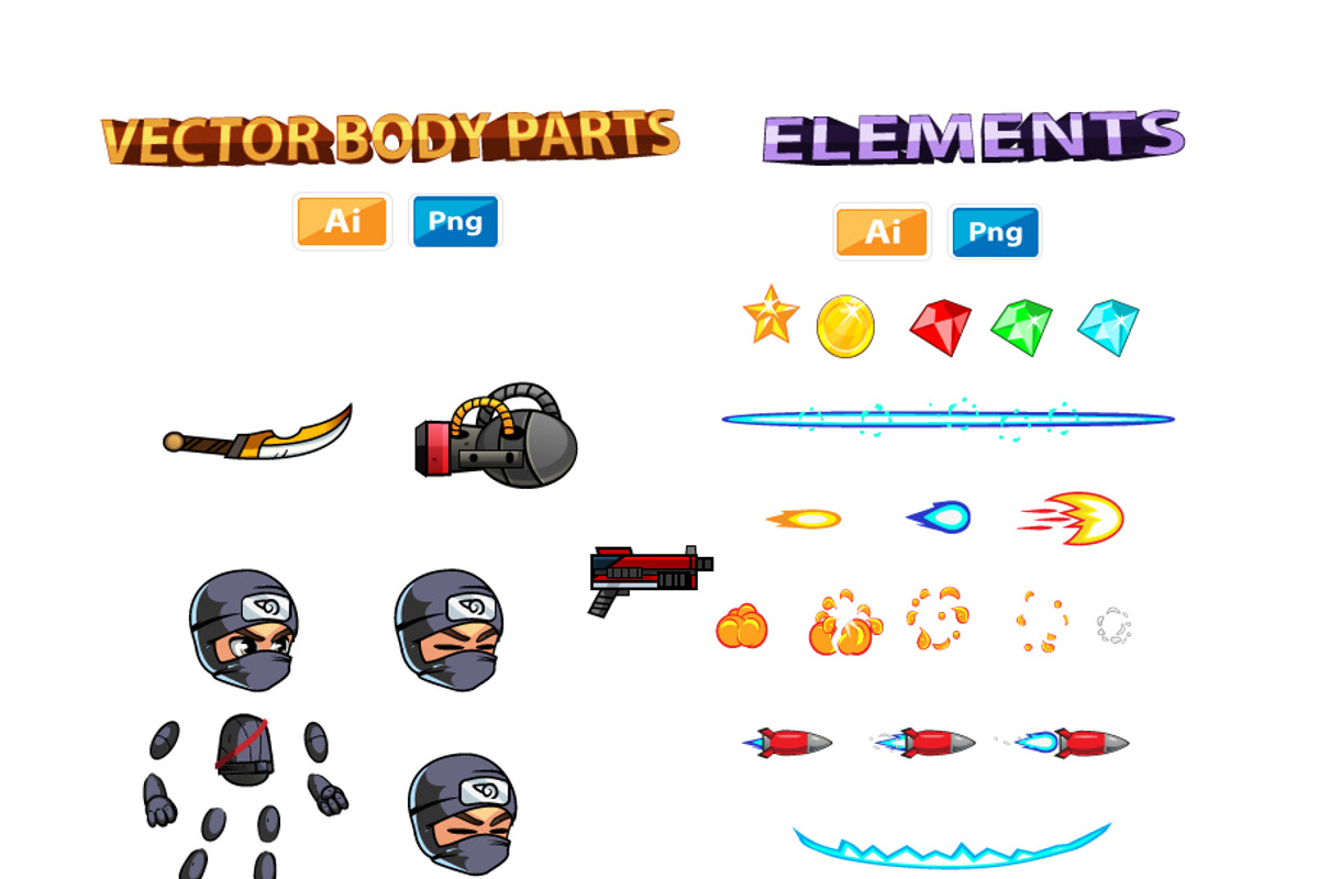 Ninja 2D Game Character Sprites, an Illustration by DionArtworks