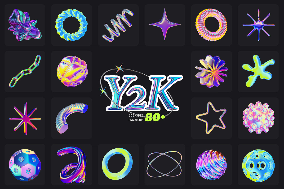 Y2K 3D Aesthetic Shapes Collection, a Graphic by LarysaZabrotskaya