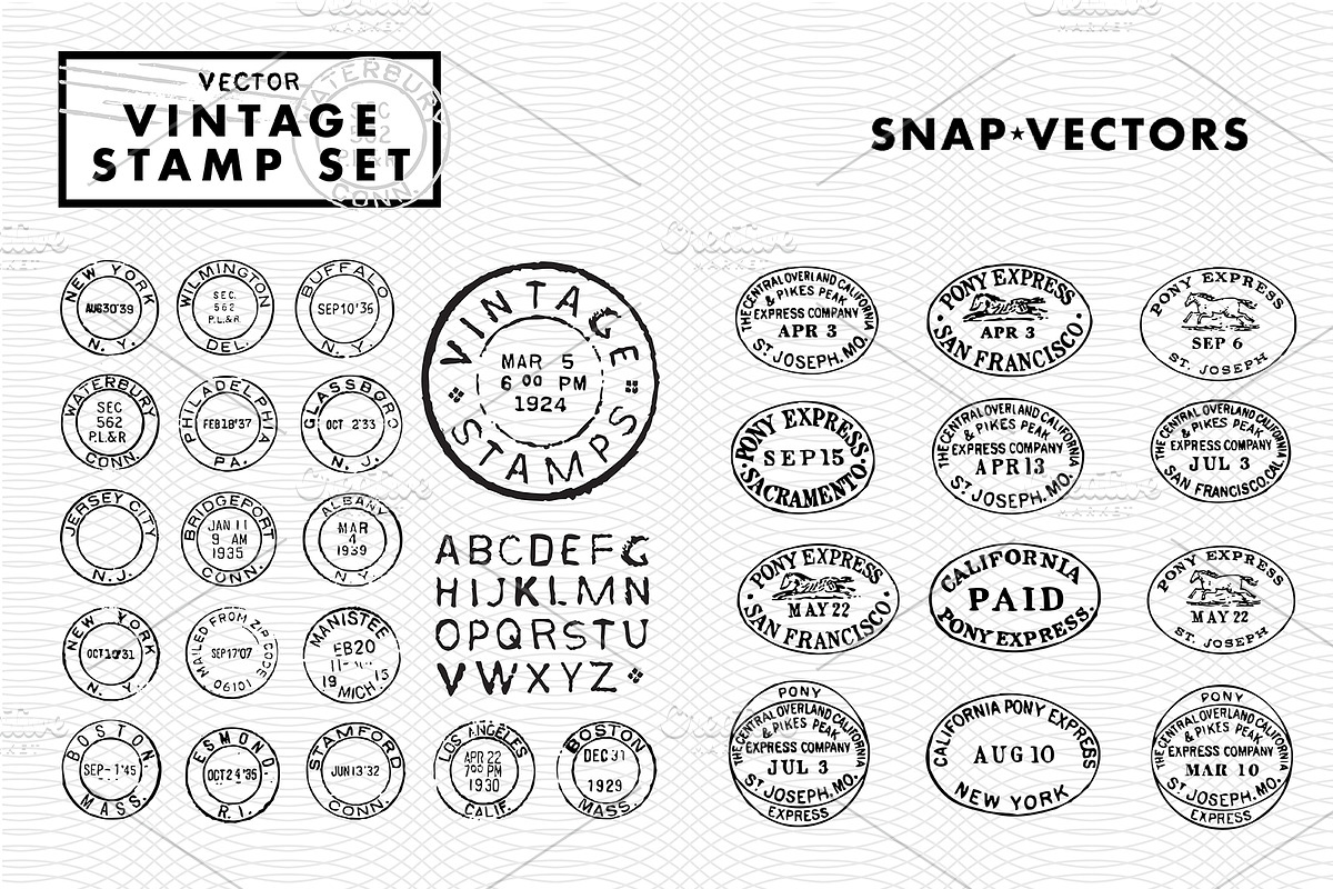 Vector Vintage Stamp Set, an Icon by Snap Vectors