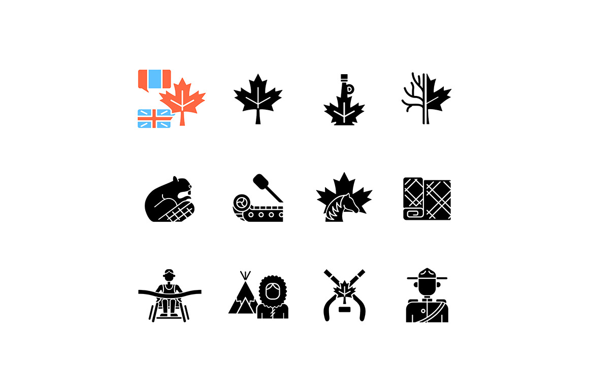 Canadian symbols black icons set, a Solid Icon by IMG visuals icons