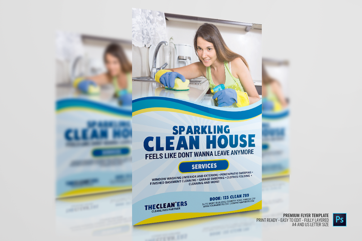 Cleaning Template Flyer, a Flyer Template by PSDPixel