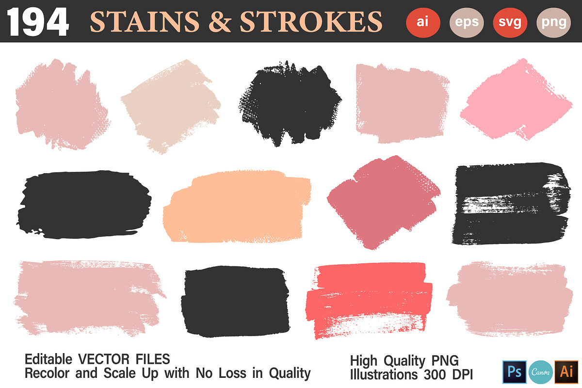 Vector Stains & Strokes Atelier +SVG, an Object Graphic by Katrinelly