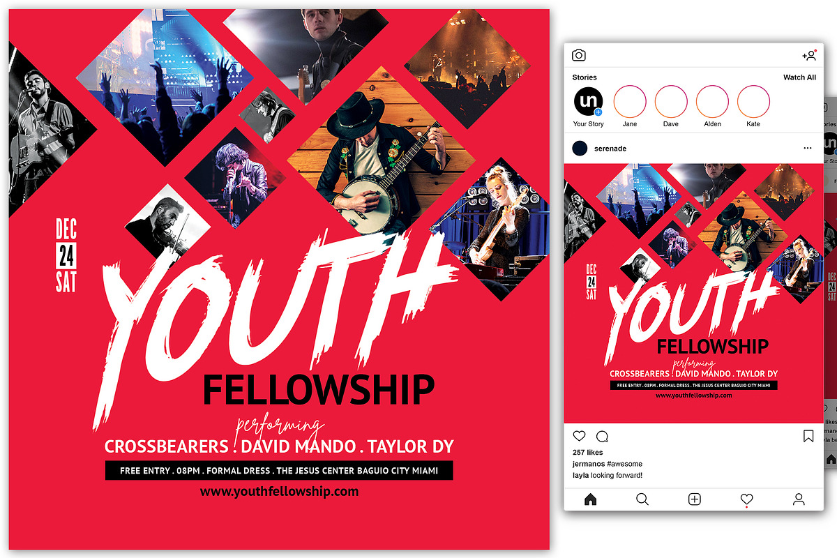 Youth Fellowship Church Flyer, a Flyer Template by KiraYamato Design ...