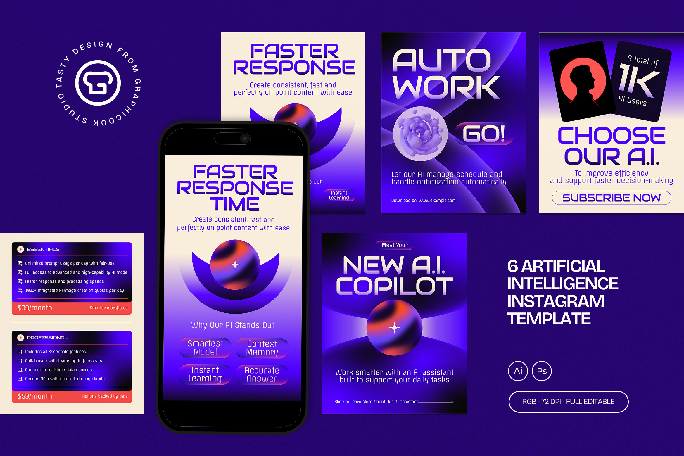 AI Instagram Template, a Social Media Template by graphicook