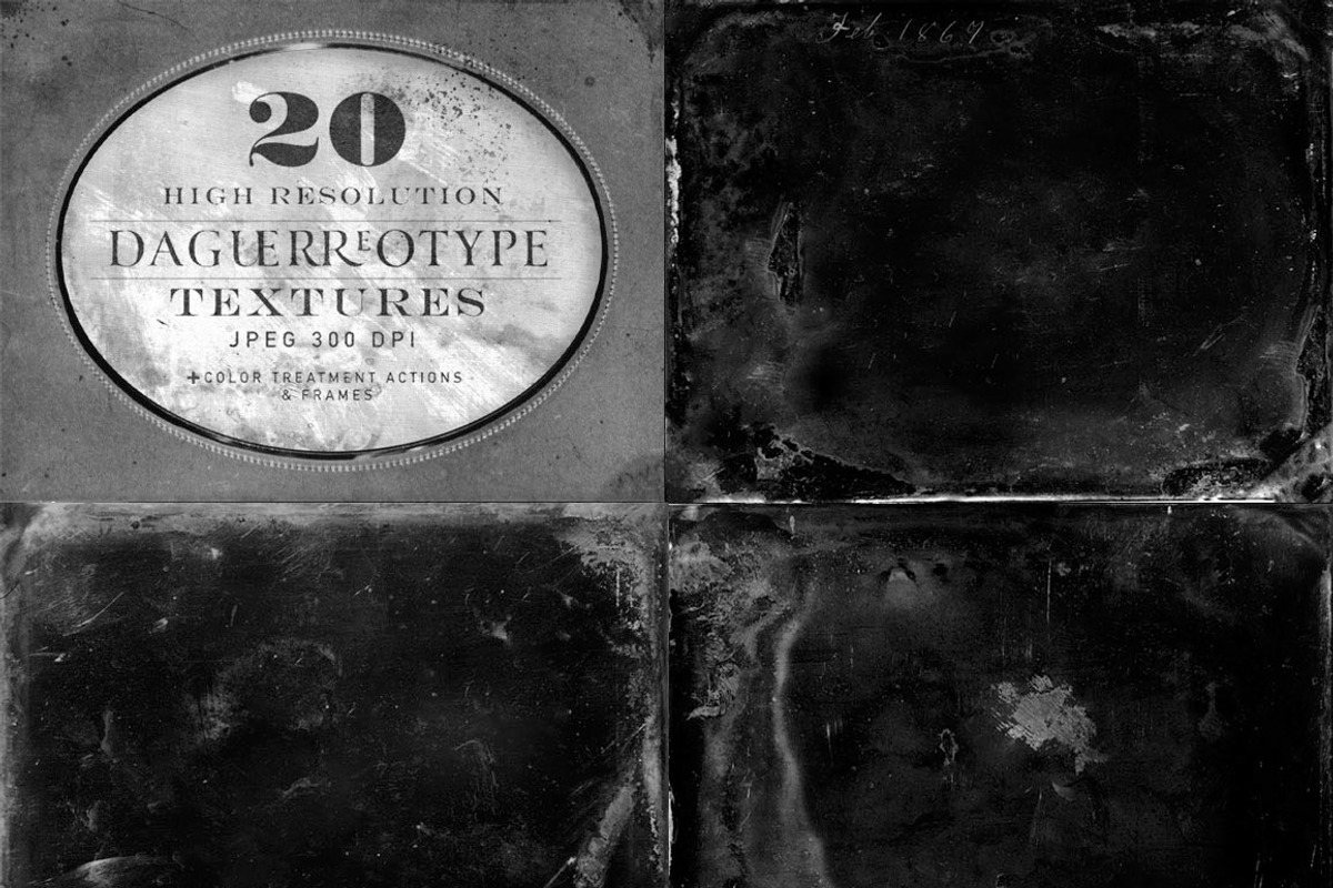 20 Daguerreotype Textures&Actions v2, an Action Add-On by Misprinted Type