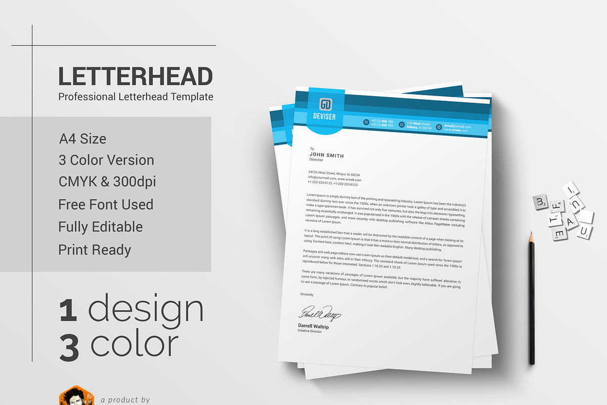 Letterhead, a Stationery Template by MRI STUDIO