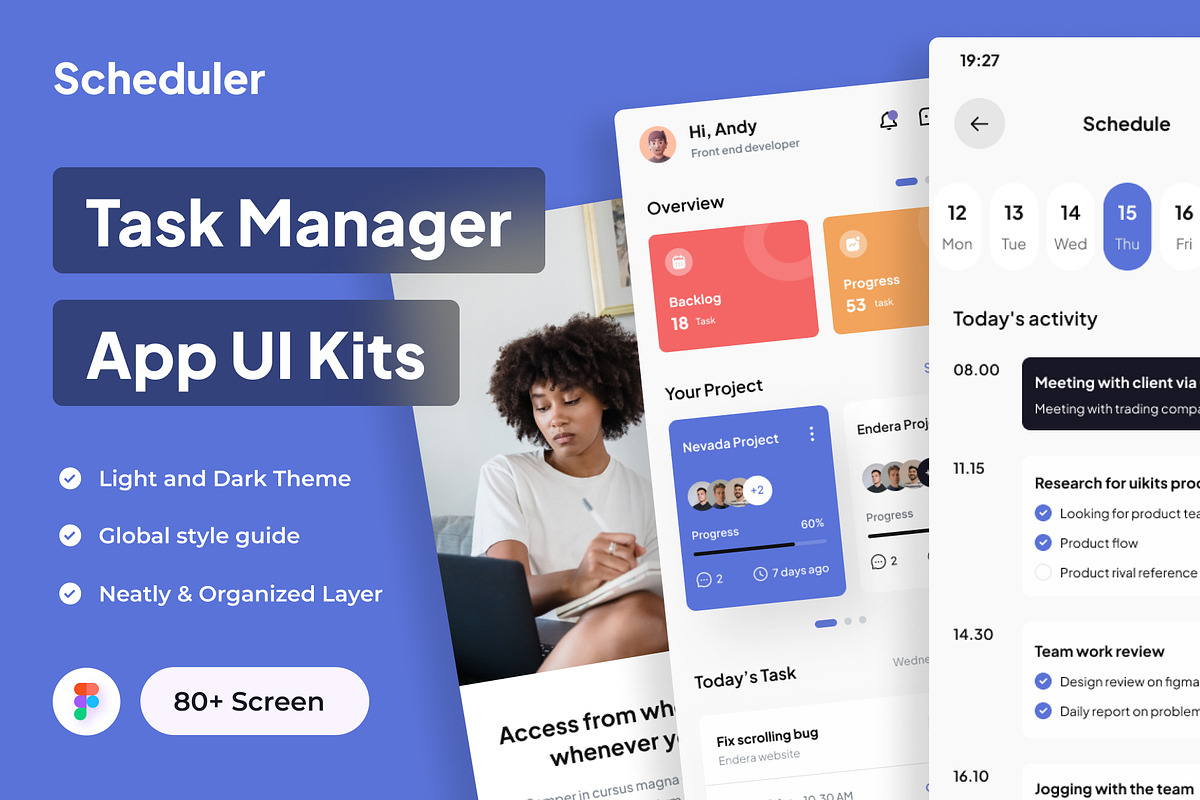 Scheduler - Task Manager App UI Kits, an UI Kit Template by Minialis