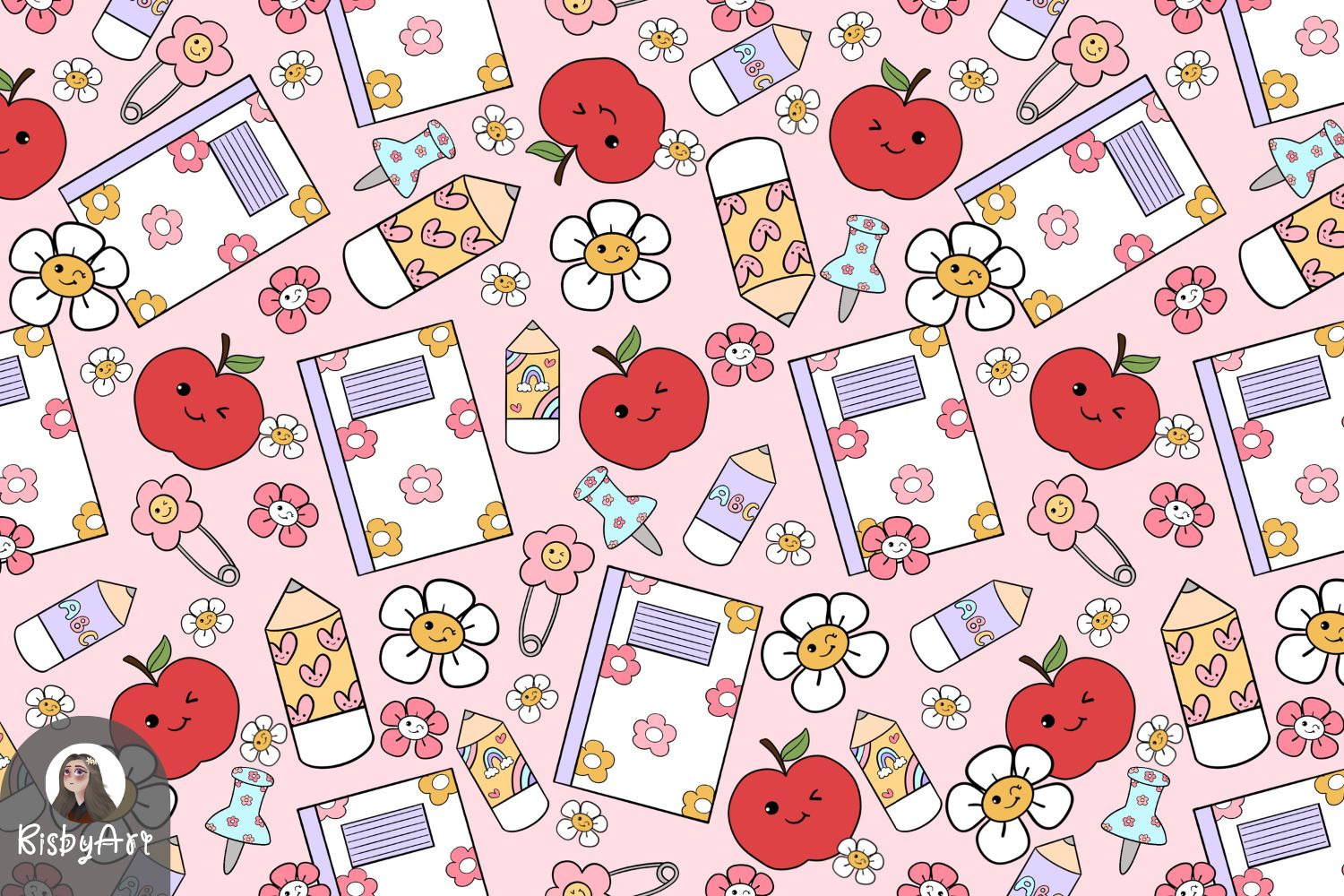 Groovy Teacher Seamless Pattern, a Pattern Graphic by KisbyArt