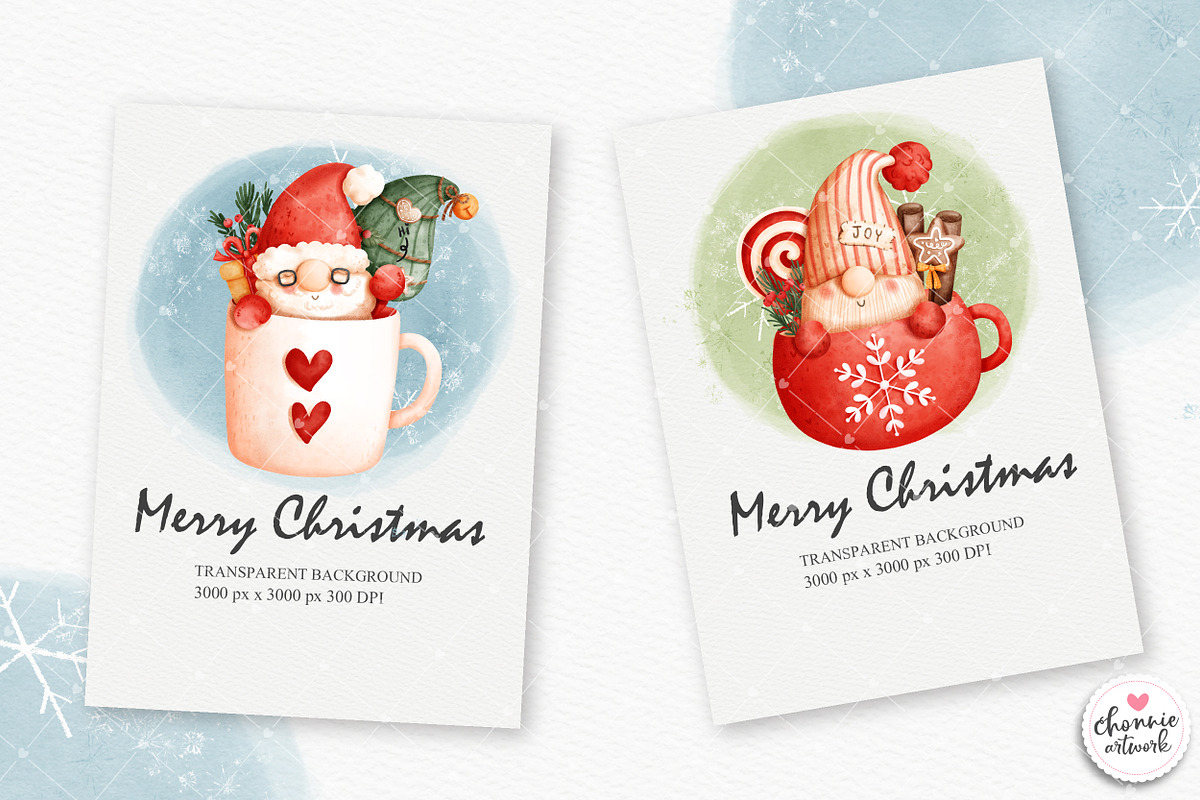 Christmas gnome mug clipart, an Animal Illustration by Chonnieartwork