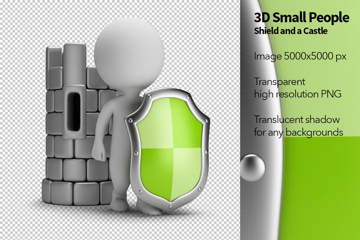 3D Small People - Shield, a Person Illustration by Anatoly Maslennikov