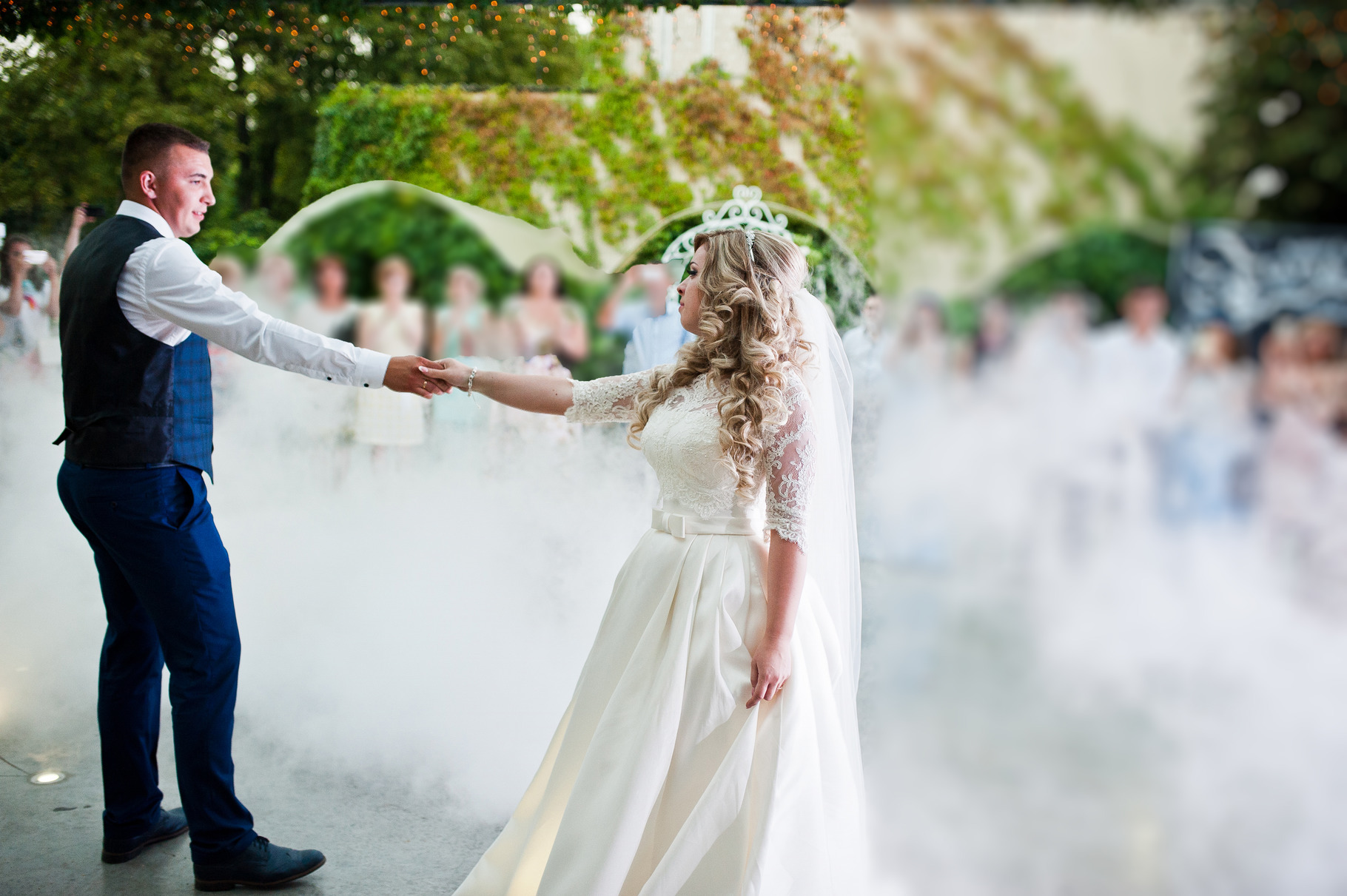 Amazing first wedding dance of newly featuring attractive, background ...