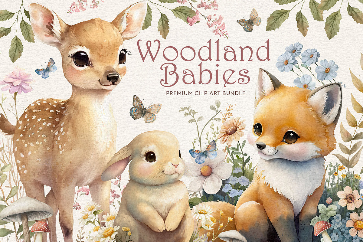 Woodland Animals Megabundle, an Animal Illustration by Clip Art by Elise M