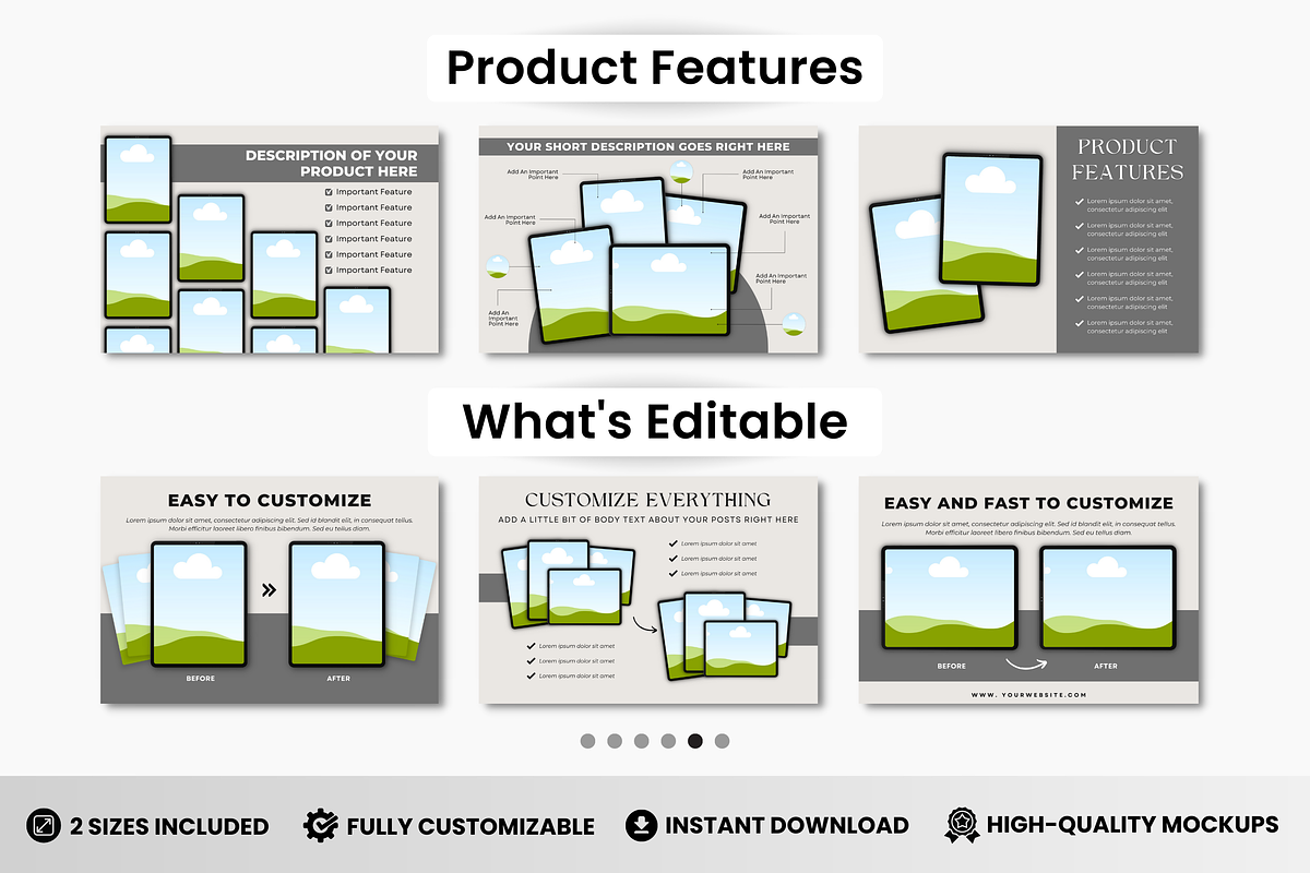 Tablet Canva Mockup Templates Bundle