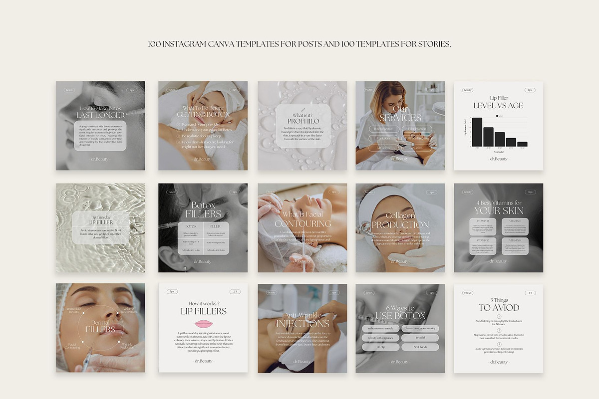 200 Botox and Lip Fillers Canvas Instagram Templates
