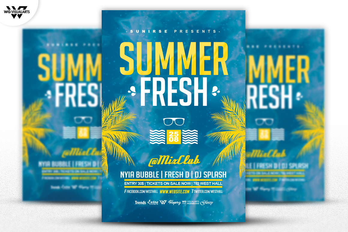 SUMMER PALMS Flyer Template, a Flyer Template by WG DESIGN