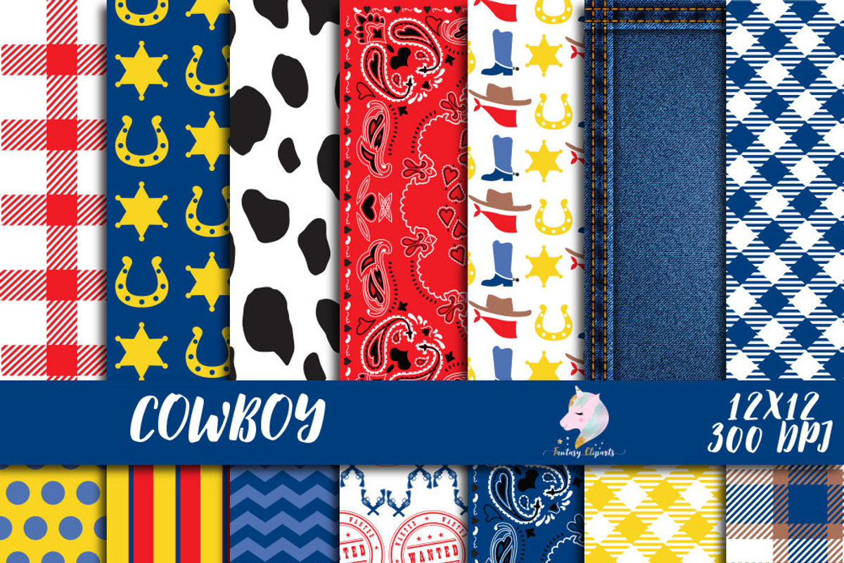 Cowboy Digital Paper, a Texture Graphic by Fantasy Cliparts | Creative ...