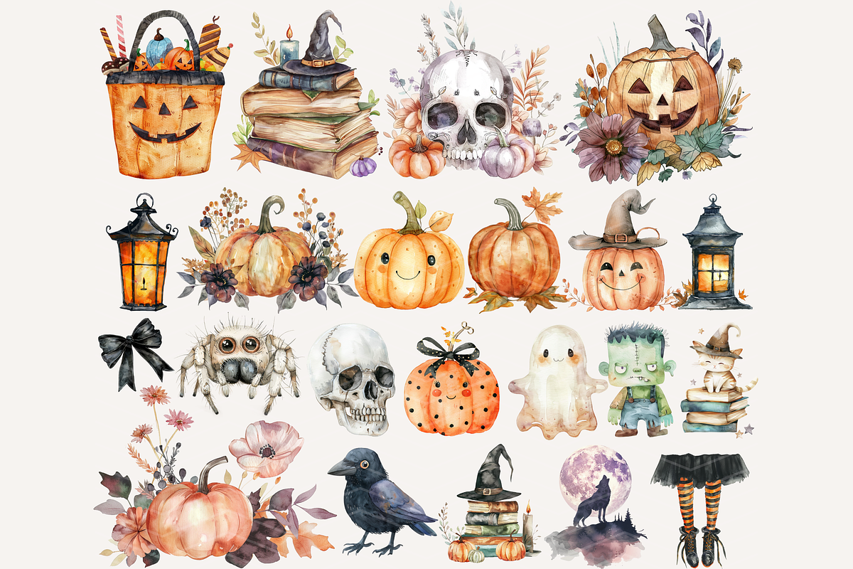 Cute Halloween Clipart Bundle, a Seasonal Illustration by ClipArtCharm