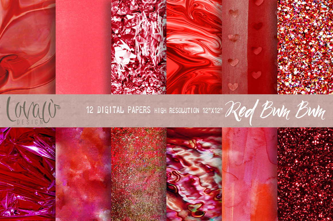 Red Bum Bum Digital Papers Texture, a Texture Graphic by Lovalù®