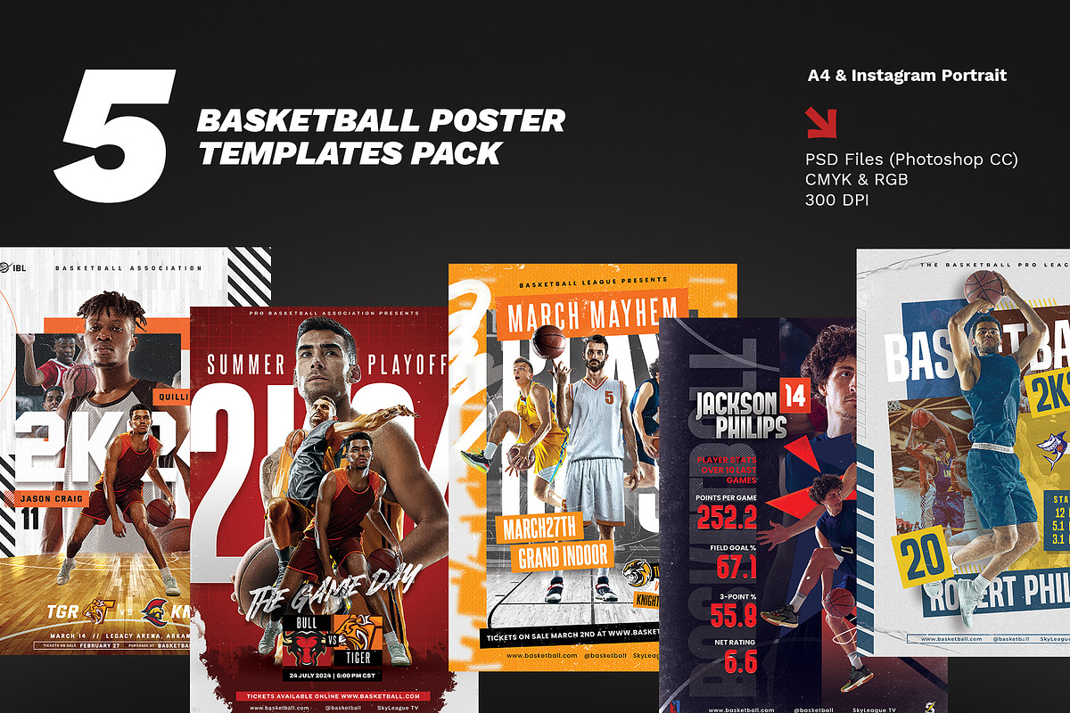 Basketball Poster Templates PSD