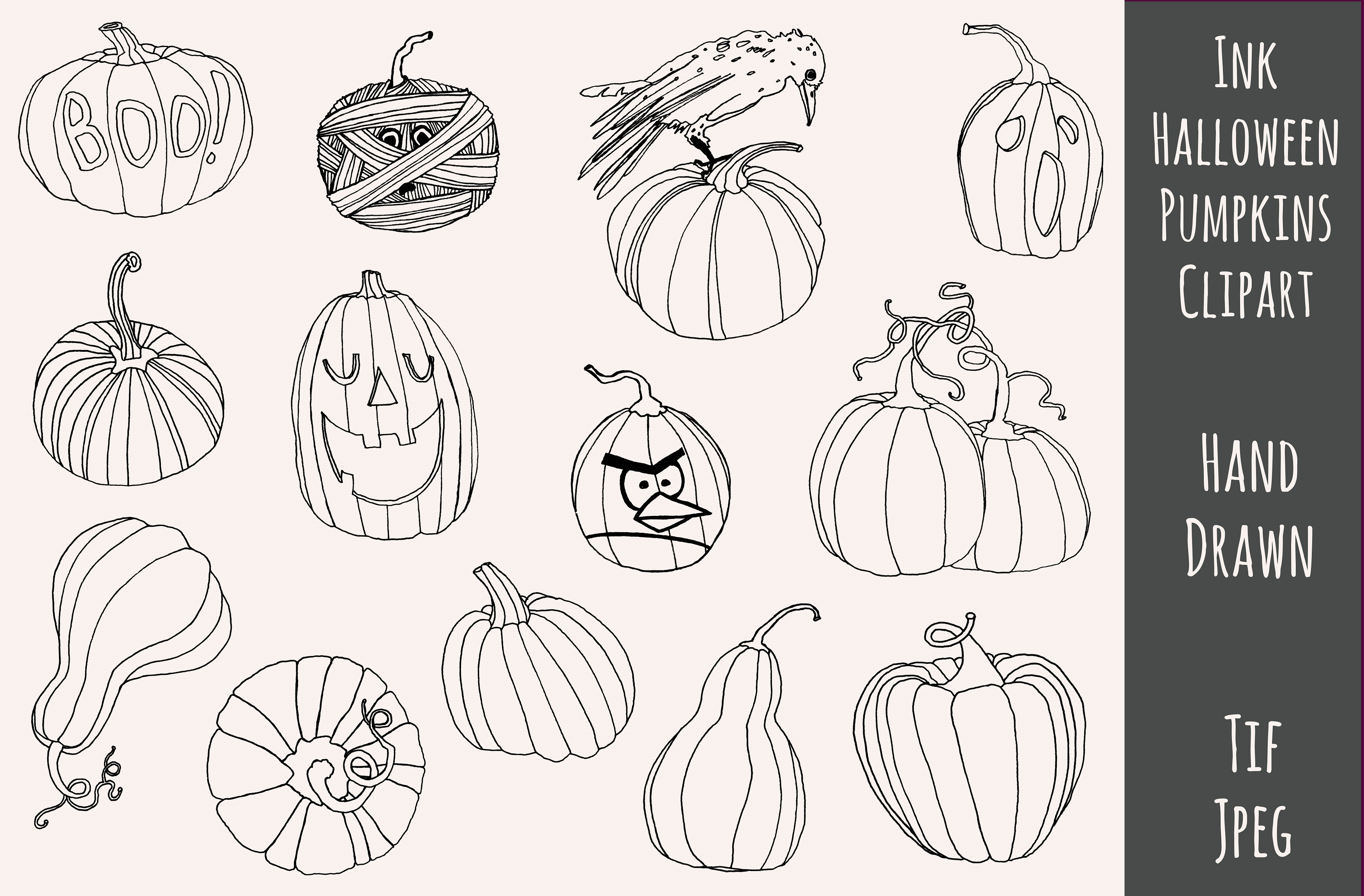 Halloween Pumpkins Clip Art, a Decorative Illustration by Watercolor ...